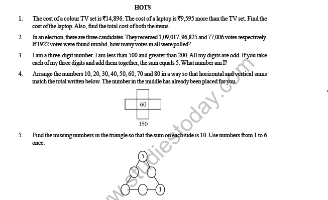 CBSE Class 4 Maths Addition And Substraction HOTs